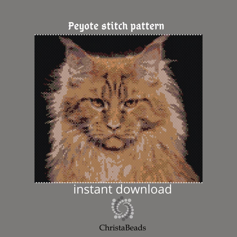 Cat Peyote Pattern Animal Beaded Pattern DIY Delica Beading - Etsy