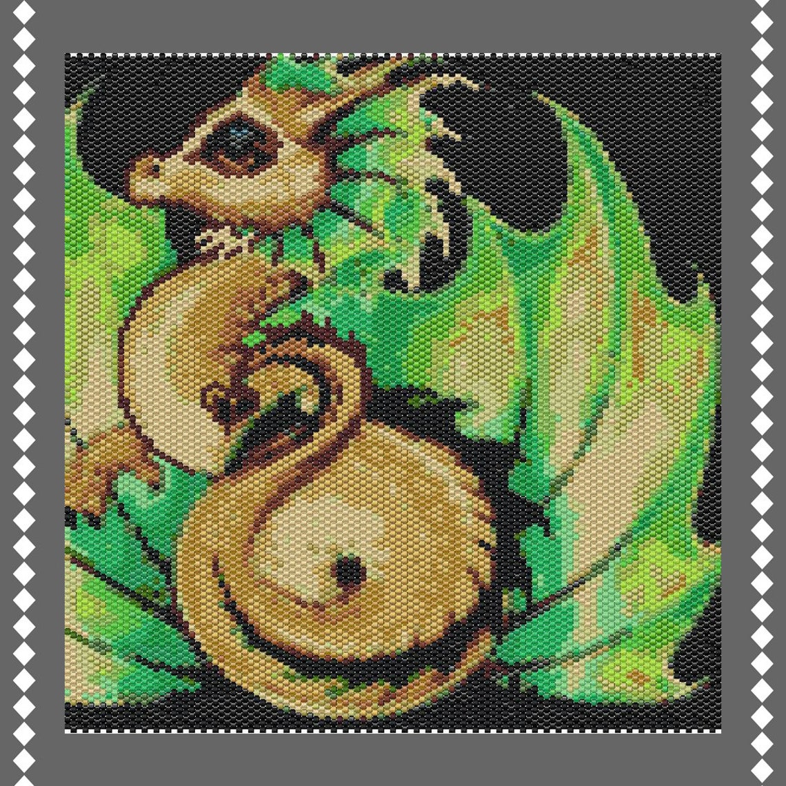 Peyote Pattern Tapestry Green Dragon Beaded Pattern DIY | Etsy