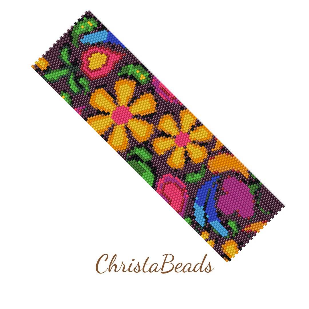 Peyote Pattern Beading Peyote Bracelet Pattern PDF \ Cuff Beaded ...