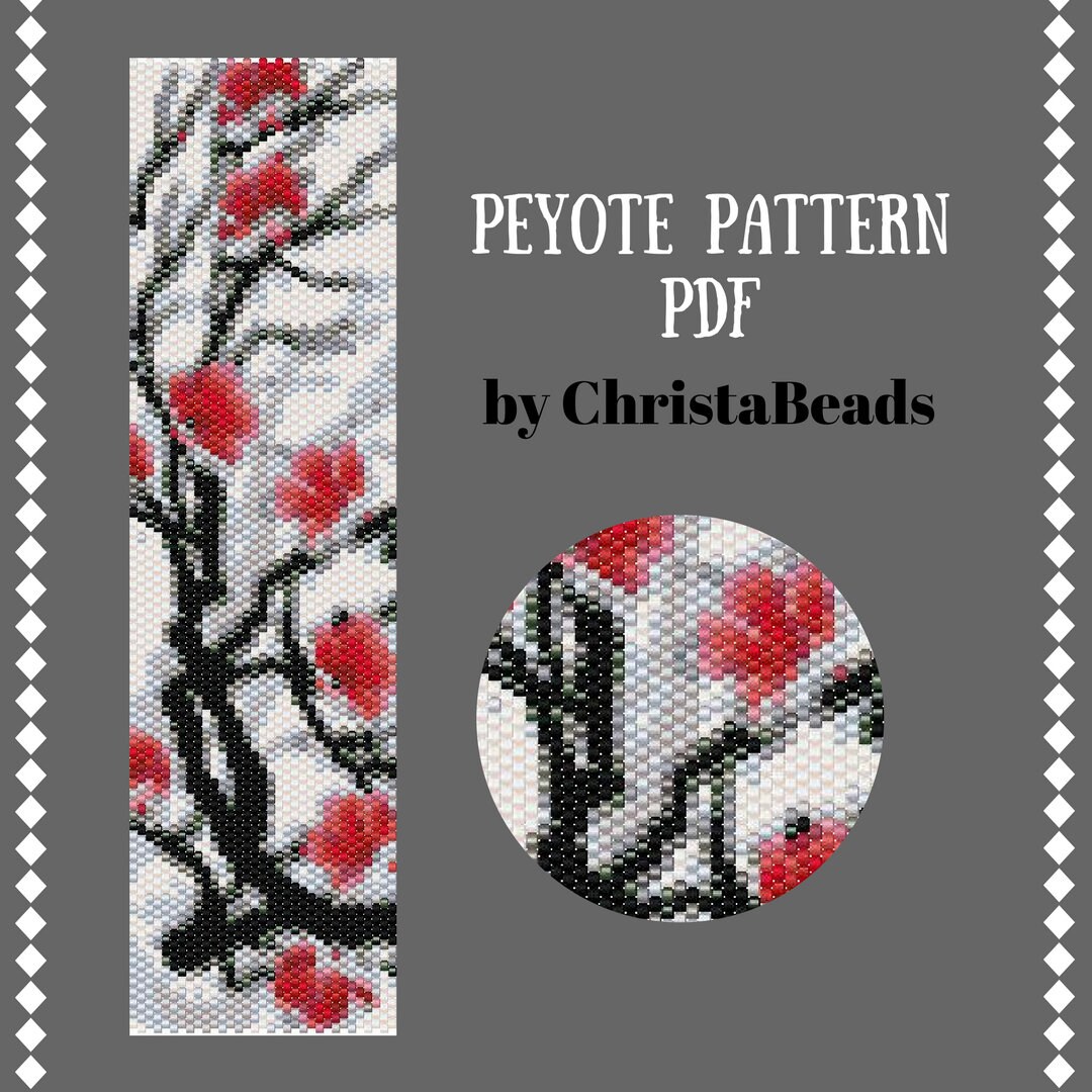 Sakura Pattern for Bracelet Peyote Stitch Flowers Pattern Beadwork ...