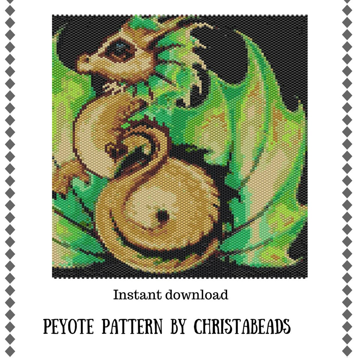 Peyote Pattern Tapestry Green Dragon Beaded Pattern DIY | Etsy