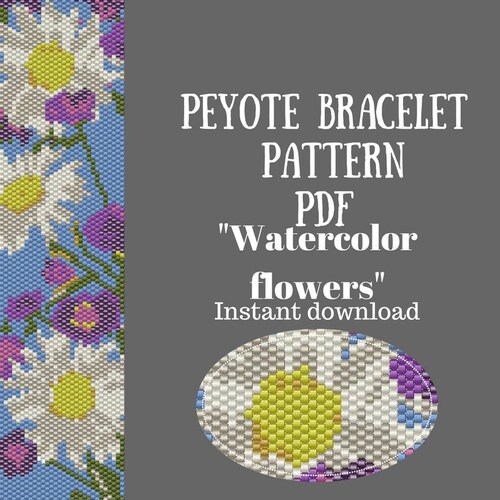 Peyote Beading Pattern Flowers Bracelet Peyote Stitch Seed - Etsy