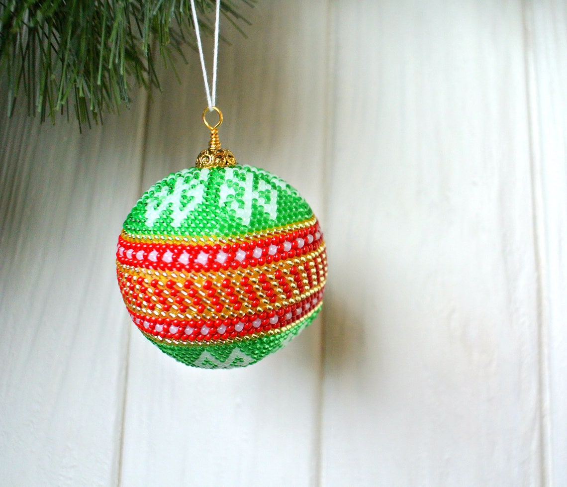 Bead Pattern PDF Christmas Tutorial Beading Ball Bead Crochet | Etsy