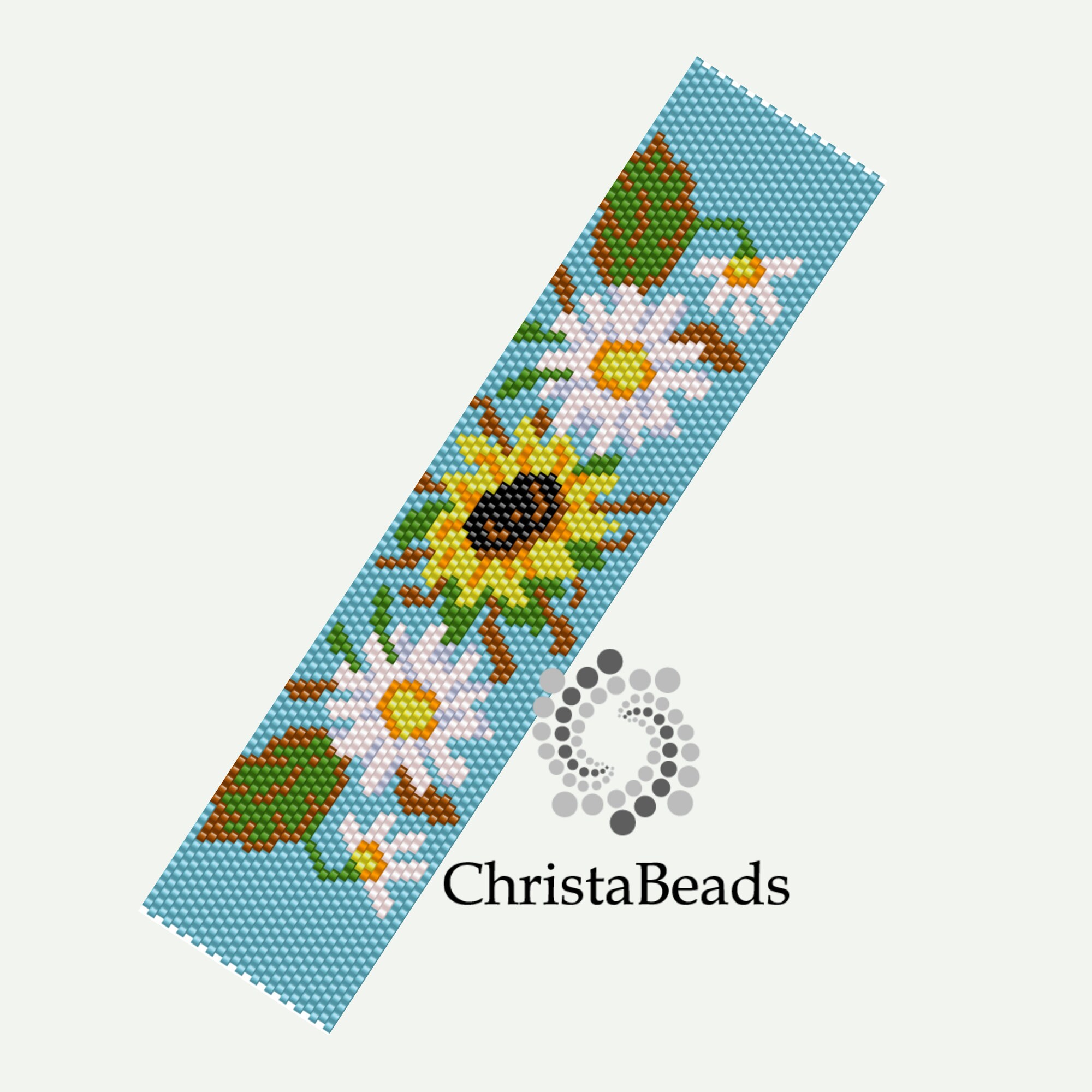 Peyote Pattern Bracelet Sunflowers and Chamomile Peyote Bead - Etsy