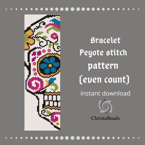 Peyote Halloween Pattern Skull Peyote Bracelet Pattern - Etsy