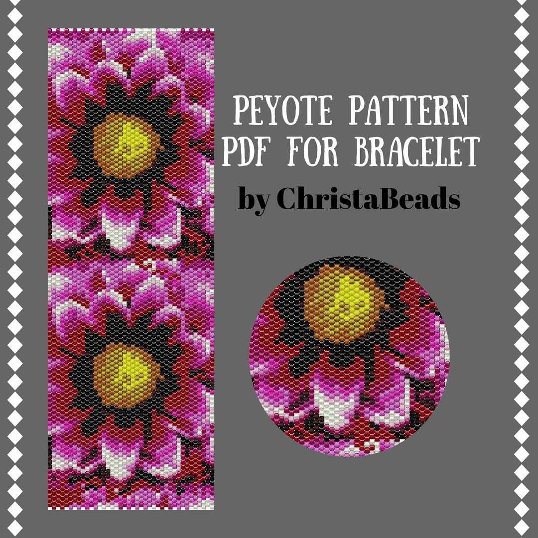 Flower Pattern Peyote #10 Asters Peyote Bracelet Patterns, Peyote Bead ...