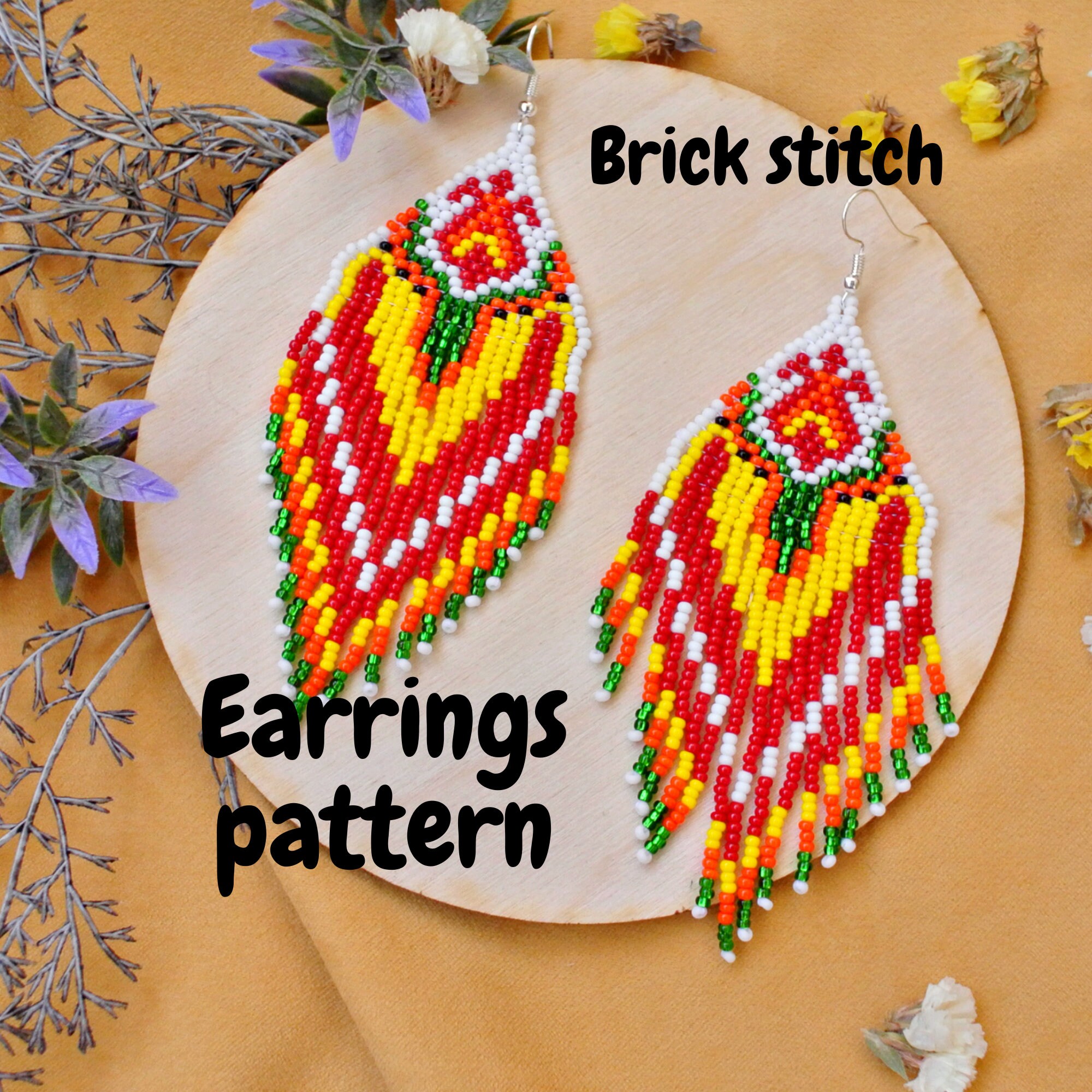 Earrings Brick Stitch Pattern Native American Beading Pattern | Etsy