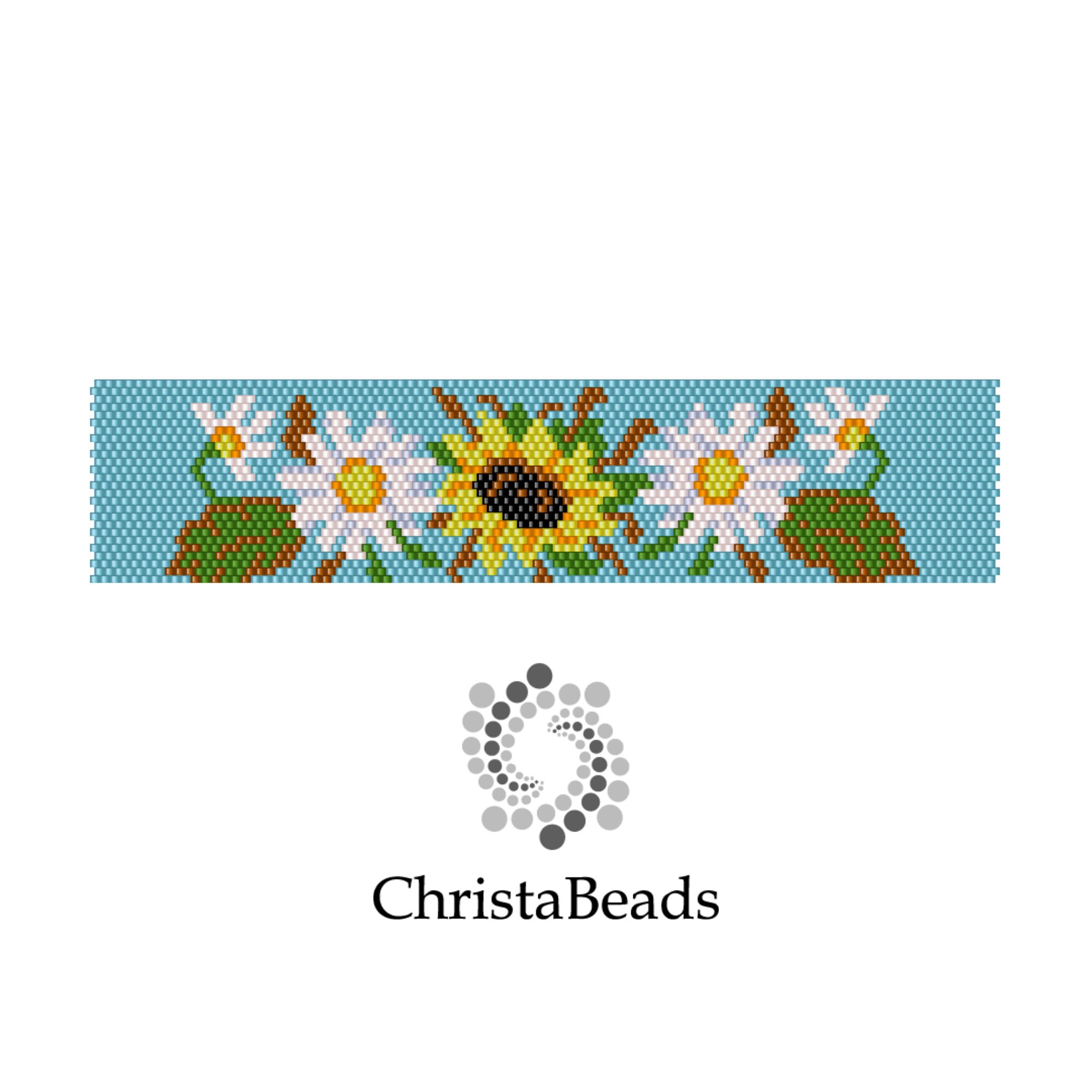 Peyote Pattern Bracelet Sunflowers and Chamomile Peyote Bead - Etsy
