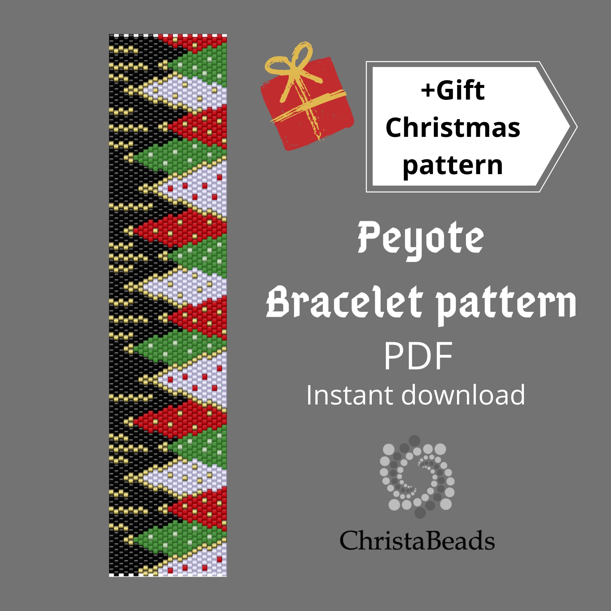 Peyote Bracelet Pattern Christmas Trees Beaded Peyote - Etsy