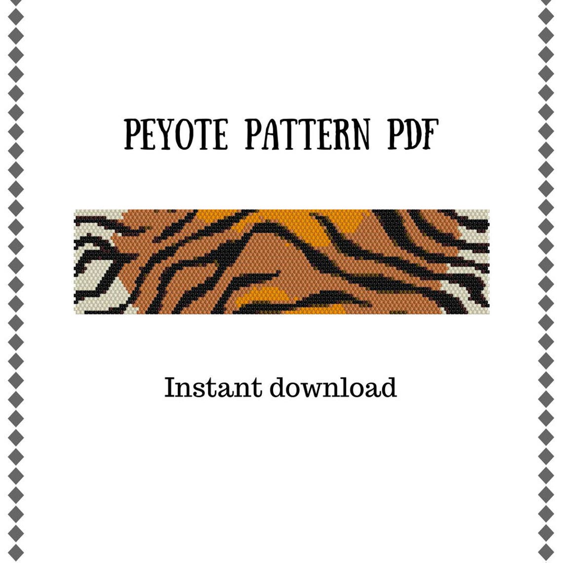 Tiger Bead Pattern Peyote Bracelet Pattern Peyote Stitch - Etsy