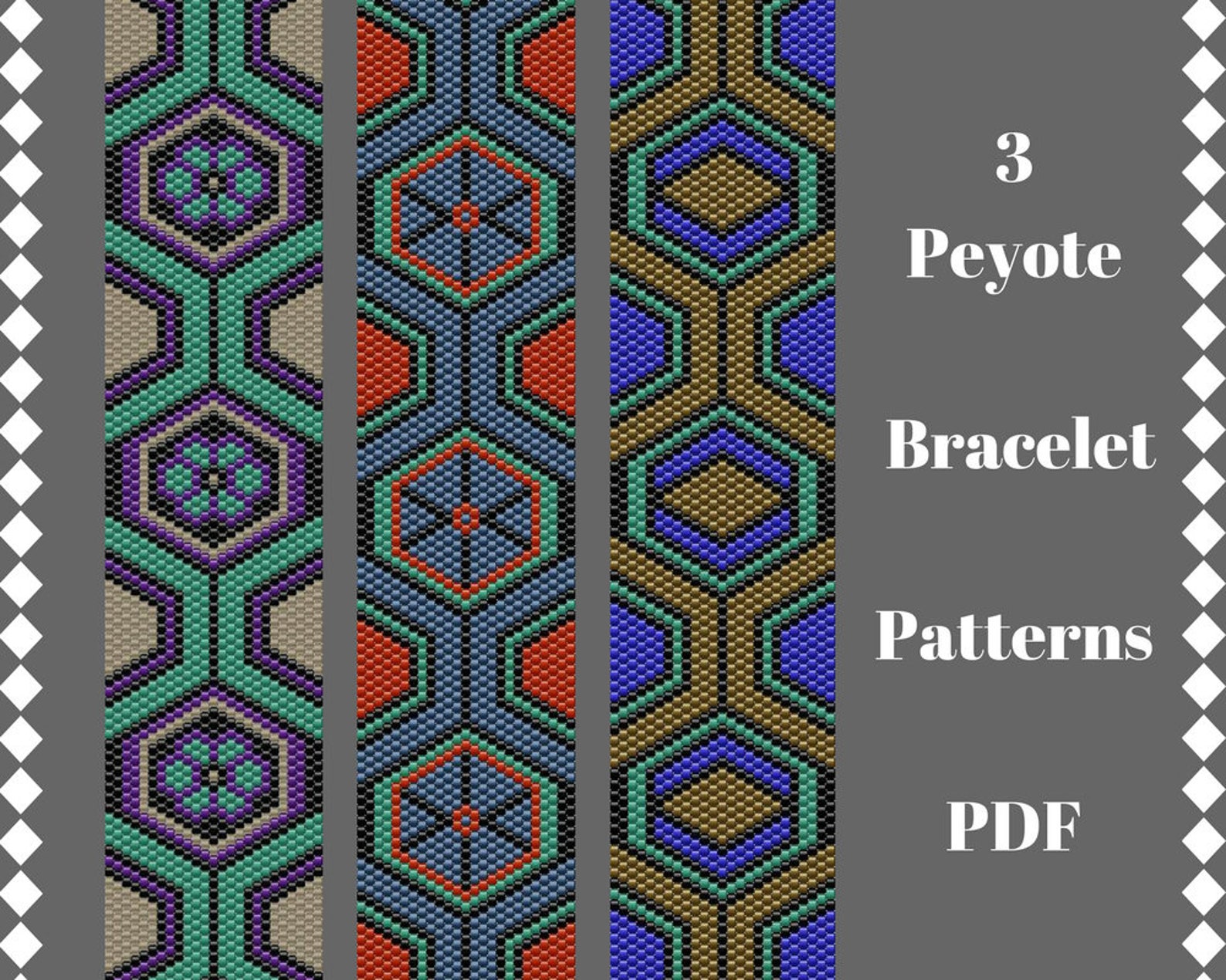 Peyote Bracelet Pattern Peyote Pattern PDF Patterns Beads Cuff - Etsy