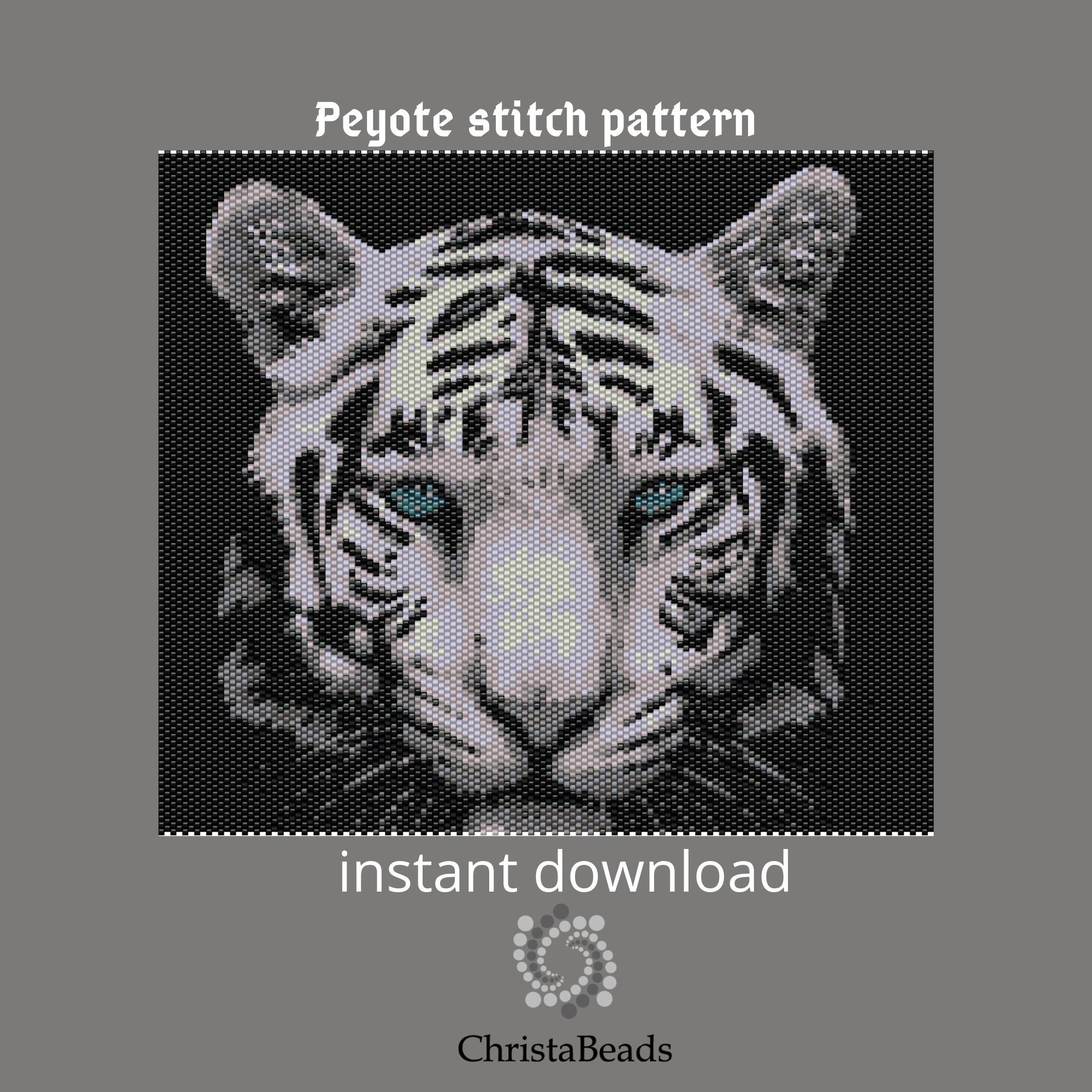 Peyote Stitch Animal Pattern Peyote Pattern White Tiger Beaded - Etsy