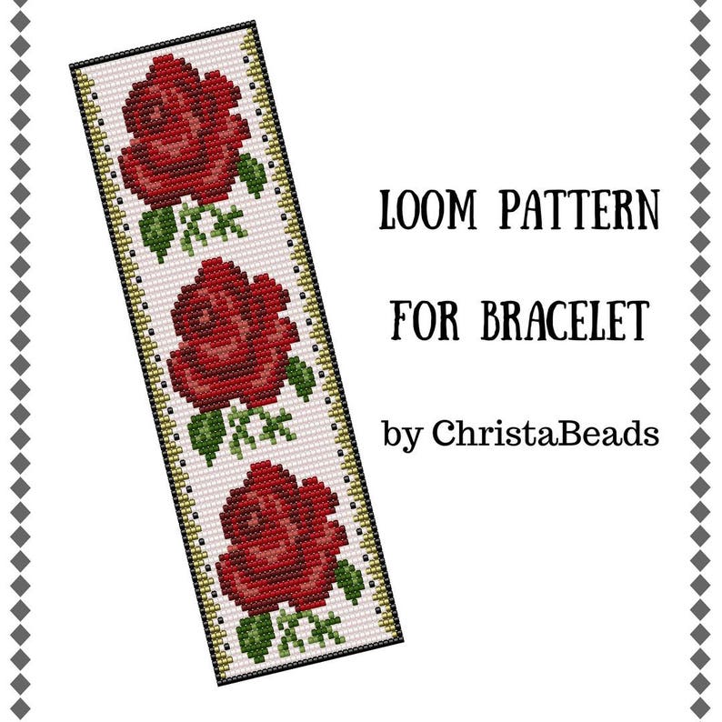 Bead loom pattern Loom pattern Rose flowers loom bracelet | Etsy