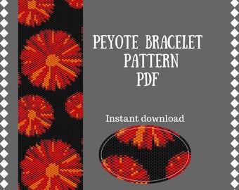 Peyote Bracelet Pattern Red Hibiscus Made With Miyuki 11/0 - Etsy