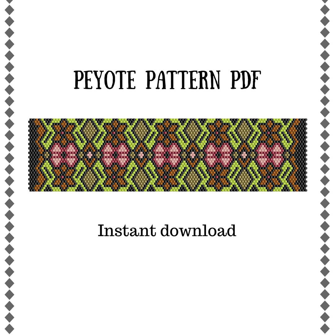 Peyote pattern for bracelet wide cuff pattern peyote stitch | Etsy