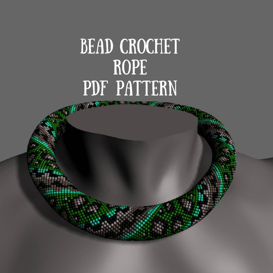 Pattern "snake"beaded Crochet Necklace Pattern Seed Beads Crochet Rope ...