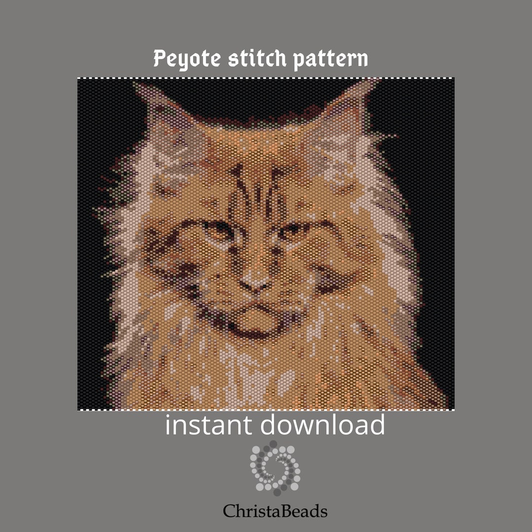 Cat Peyote Pattern Animal Beaded Pattern DIY Delica Beading Pattern ...