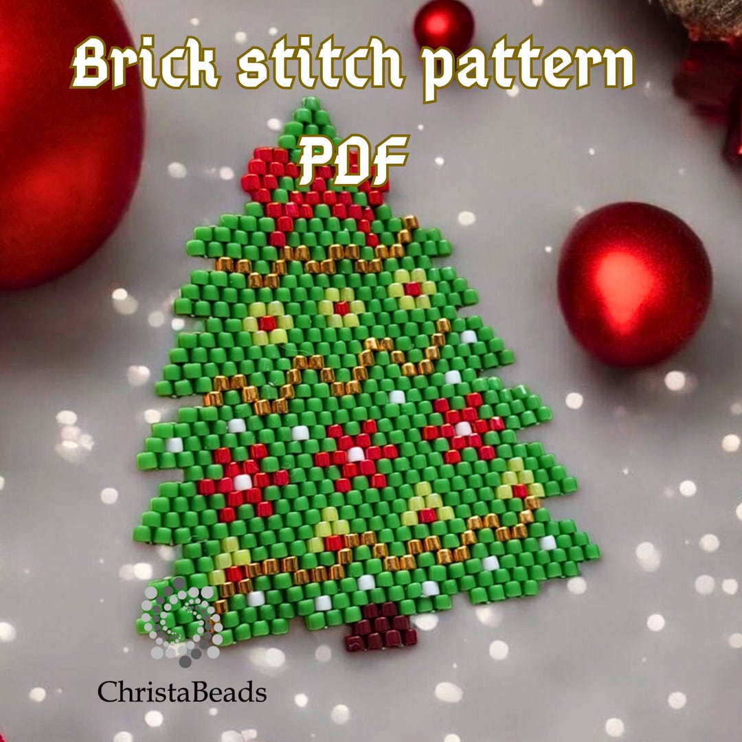 Christmas Tree Bead Pattern – Miyuki Delica Brick Stitch PDF Tutorial ...