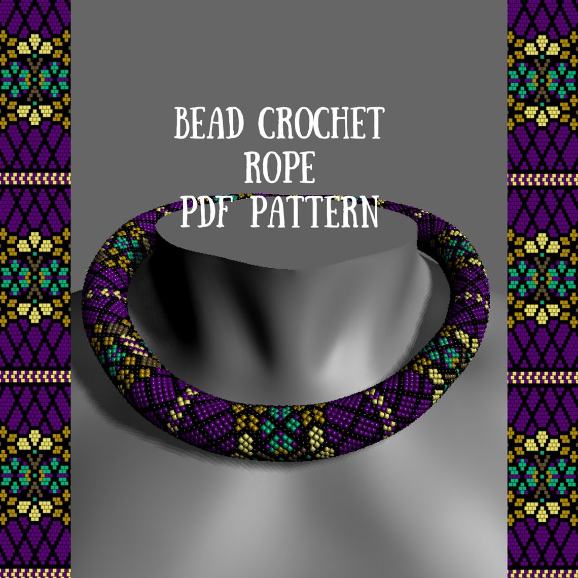 Bead crochet necklace pattern Tutorial bead necklace Tutorial | Etsy