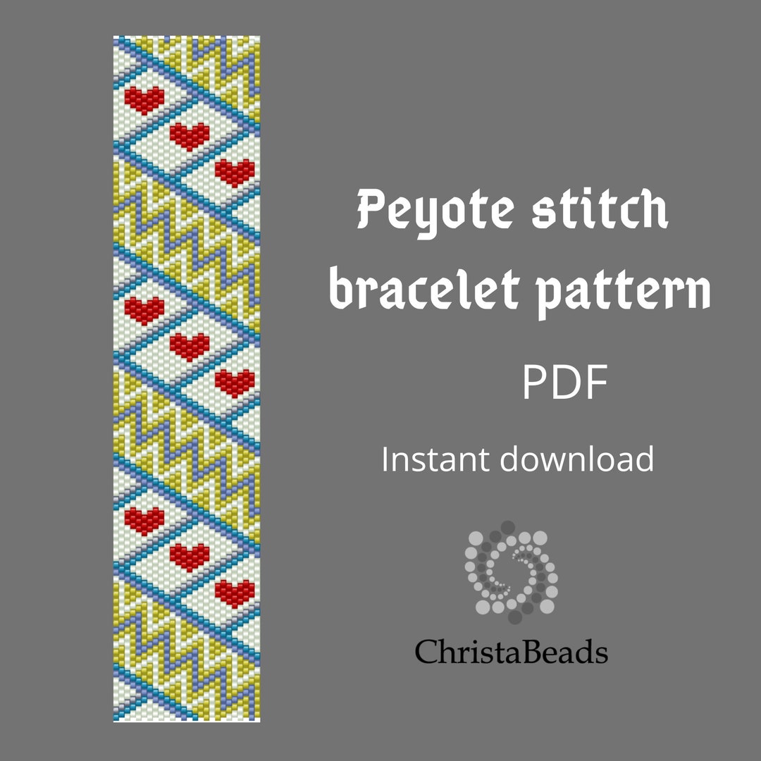 Peyote Bead Pattern Heart Beaded Pattern Bracelet Valentine's Day - Etsy