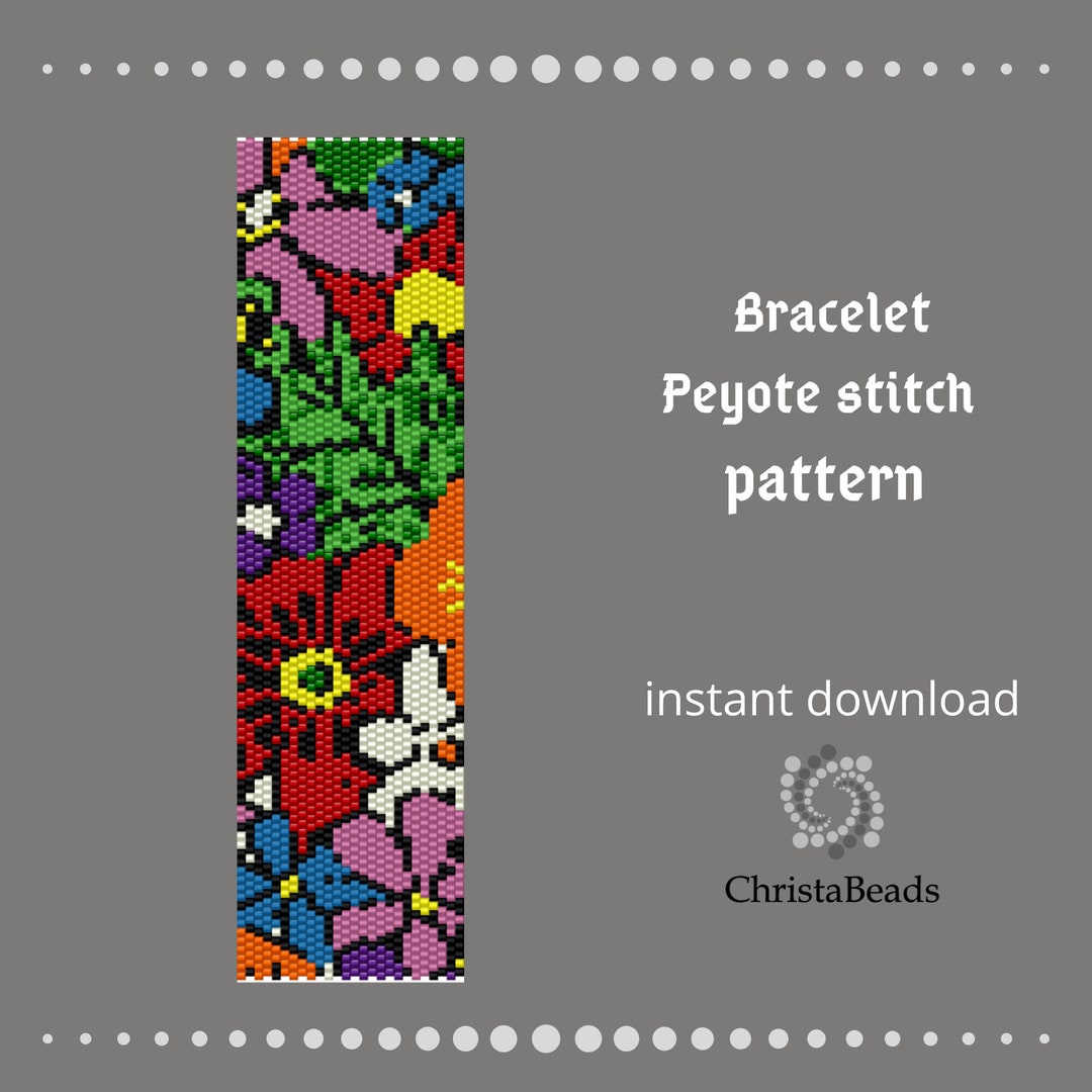 Peyote Bracelet Pattern #015 Peyote Stitch Pattern PDF Bead Peyote ...