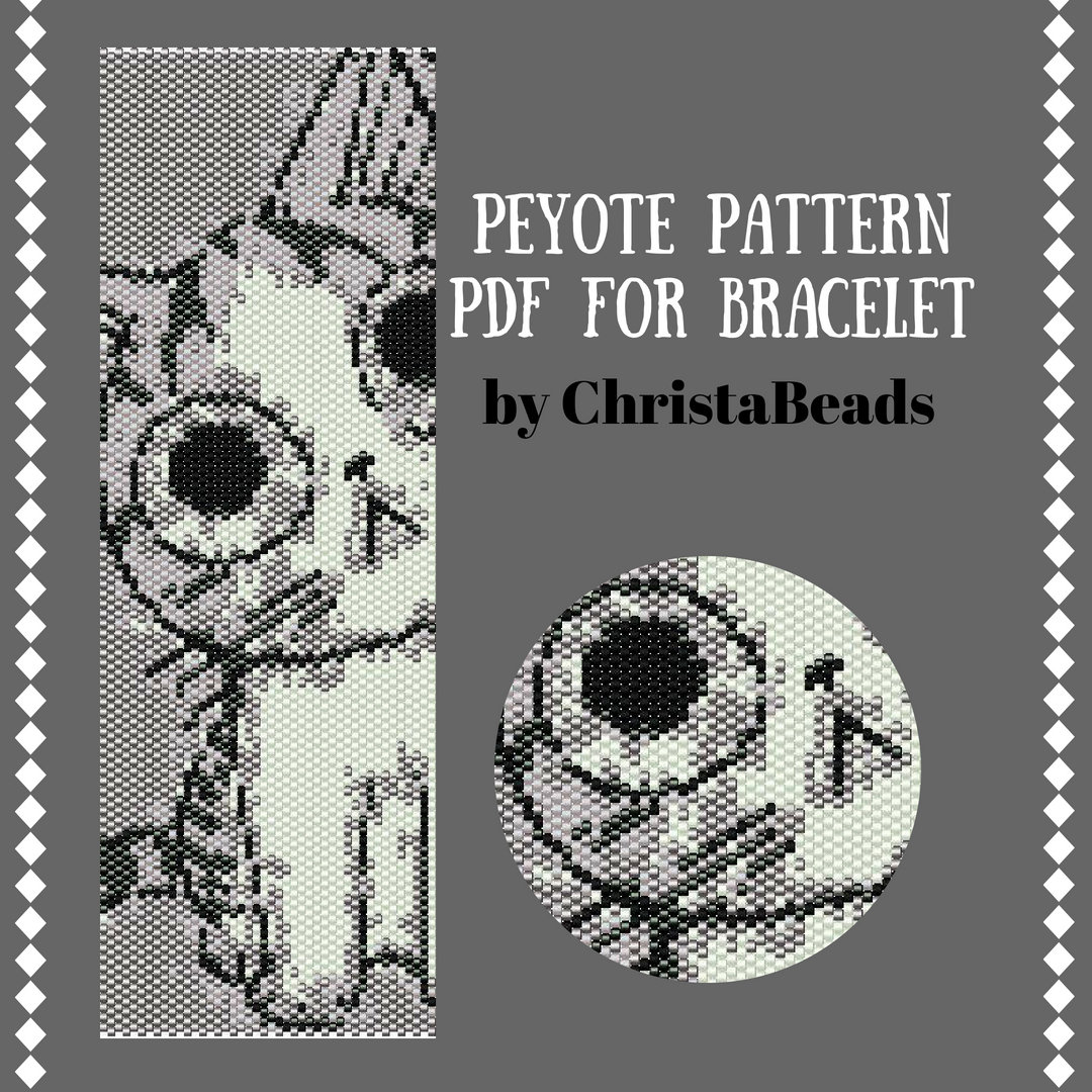 Peyote Bracelet Pattern Cat Monochrome Peyote Stitch PDF - Etsy