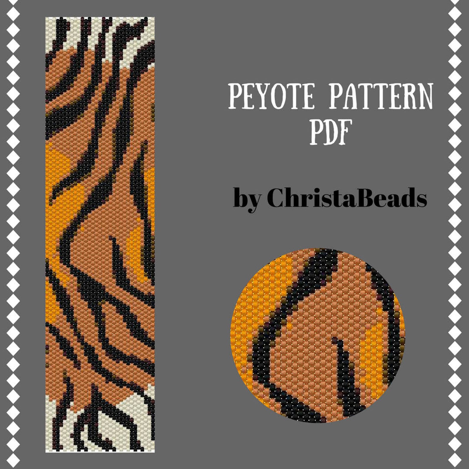 Tiger Bead Pattern Peyote Bracelet Pattern Peyote Stitch - Etsy