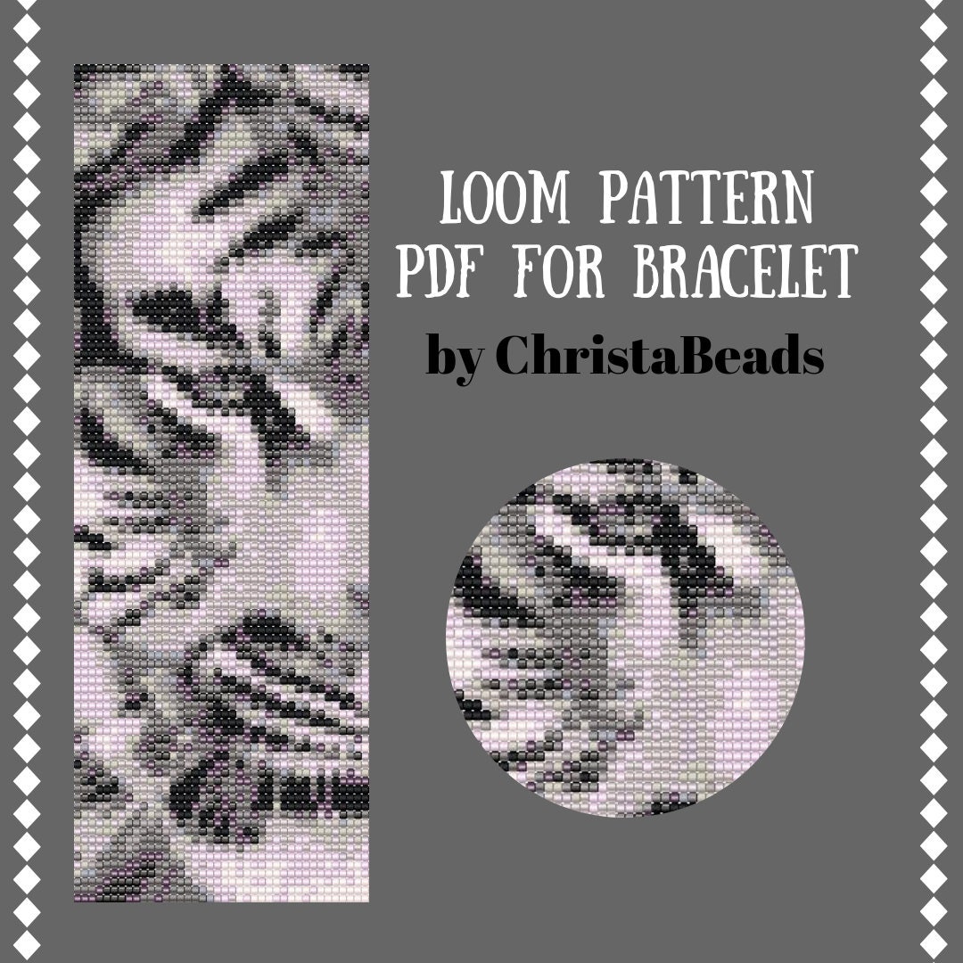 Tiger Loom Bracelet Pattern: Beaded Cuff Jewelry DIY (PDF Pattern) - Etsy