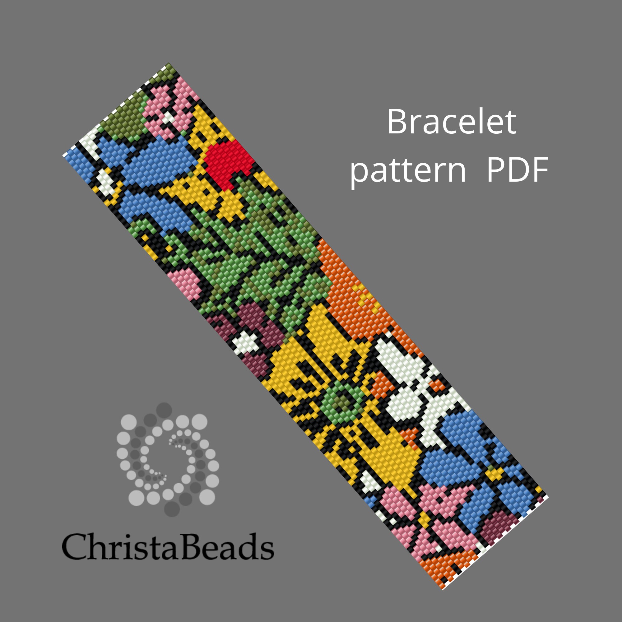 Peyote Seed Beads Bracelet Pattern PDF flowers15 - Etsy