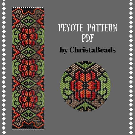 Beading PATTERN Vintage Flowers Peyote Bracelet Pattern Peyote - Etsy