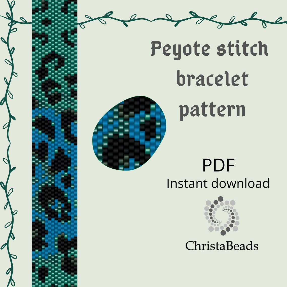 Animal Peyote Pattern, Peyote Stitch Leopard Bracelet Pattern PDF ...