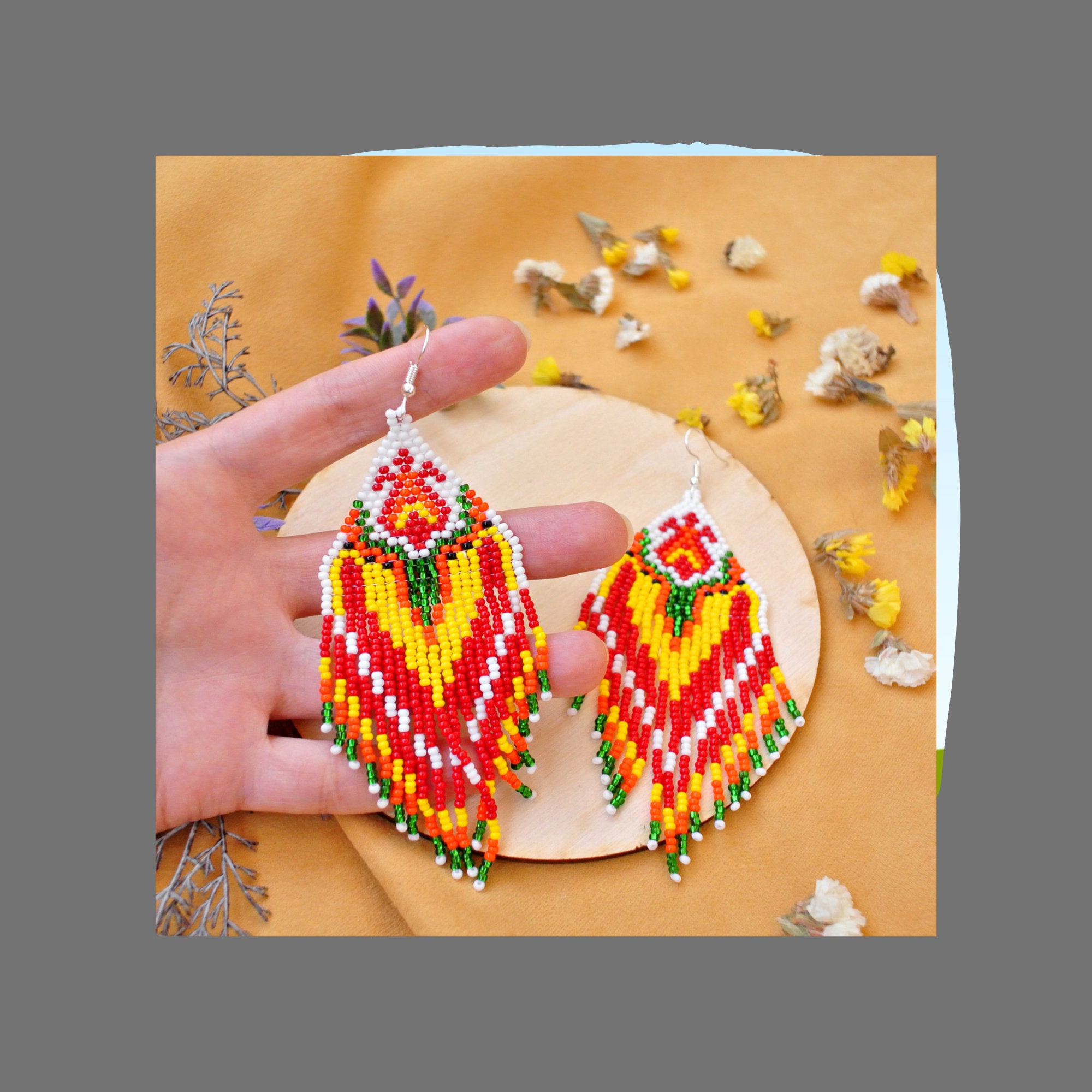 Earrings Brick Stitch Pattern Native American Beading Pattern | Etsy