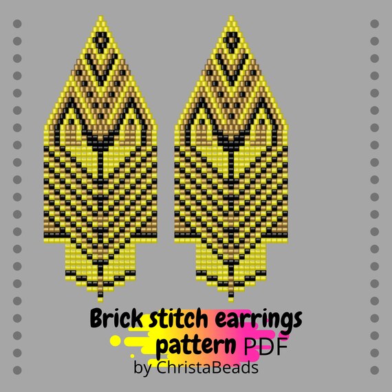 Earrings Brick Stitch Pattern 7 Native American Beadwork - Etsy