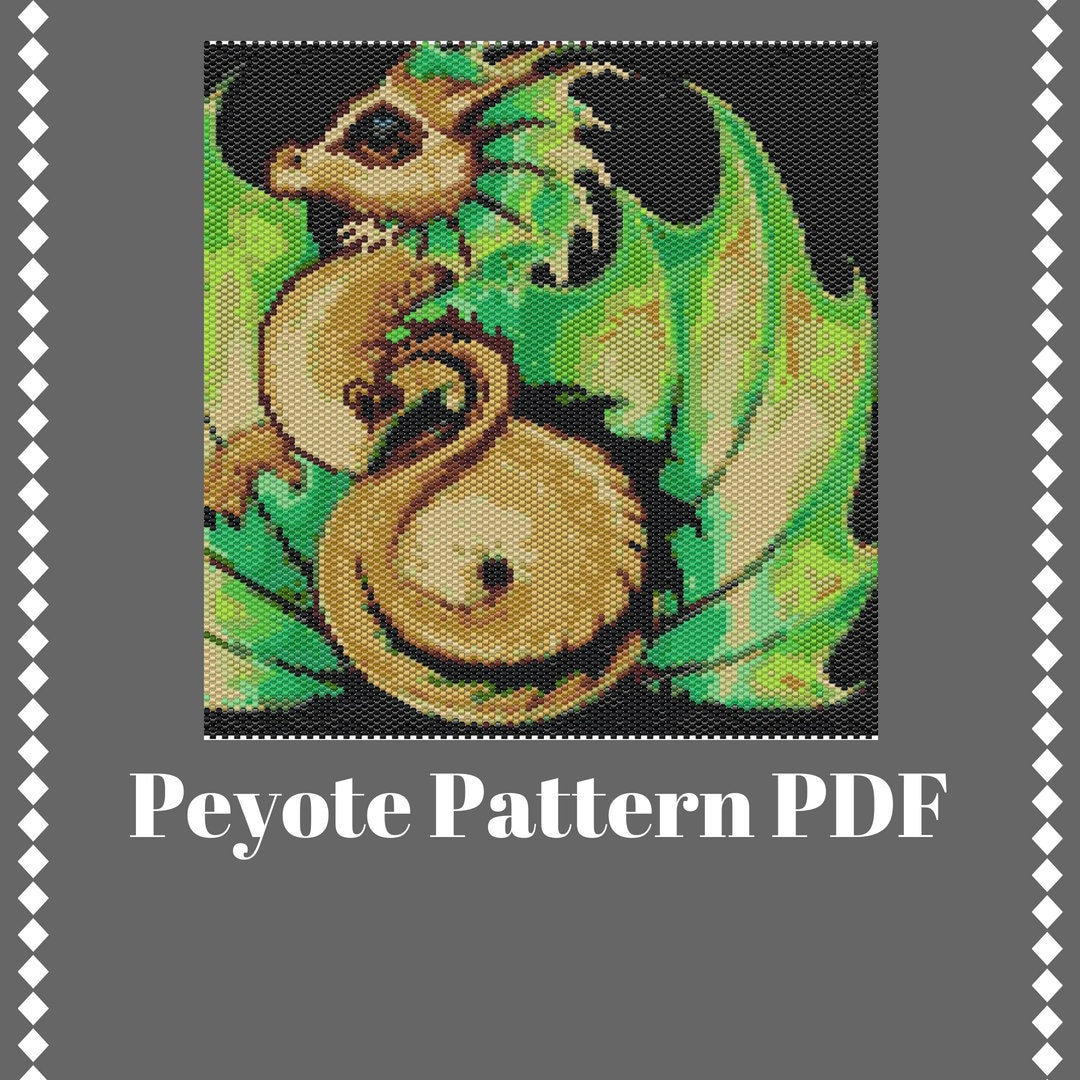 Peyote Pattern Tapestry Green Dragon Beaded Pattern DIY Beading Pattern ...