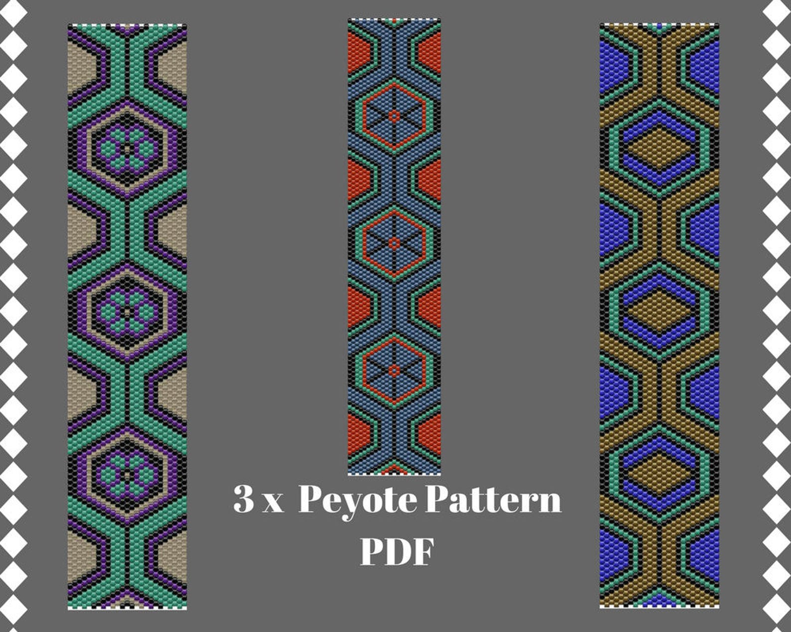 Peyote Bracelet Pattern Peyote Pattern PDF Patterns Beads Cuff | Etsy