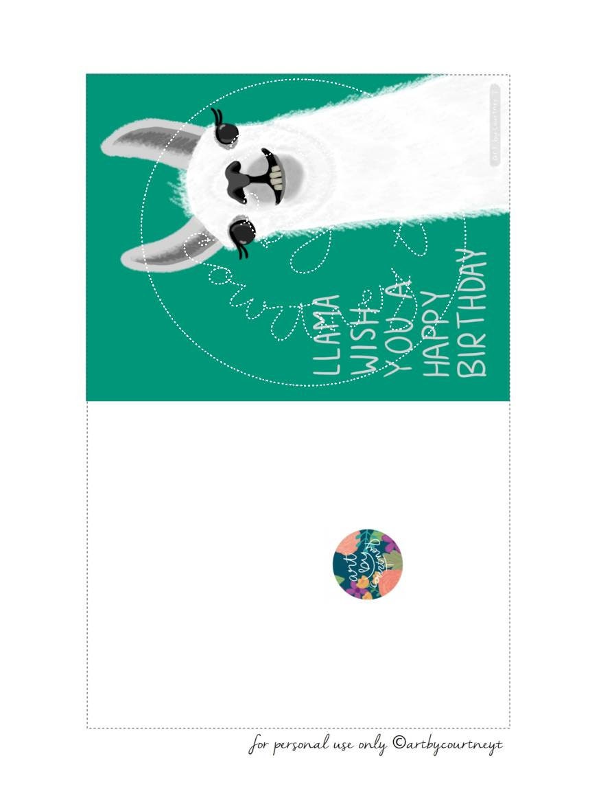 Digital Download ** | Llama Birthday Card | Llama Wish You a Happy ...