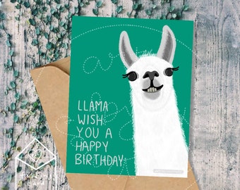 Printable Llama Happy Birthday Card Digital Download - Etsy