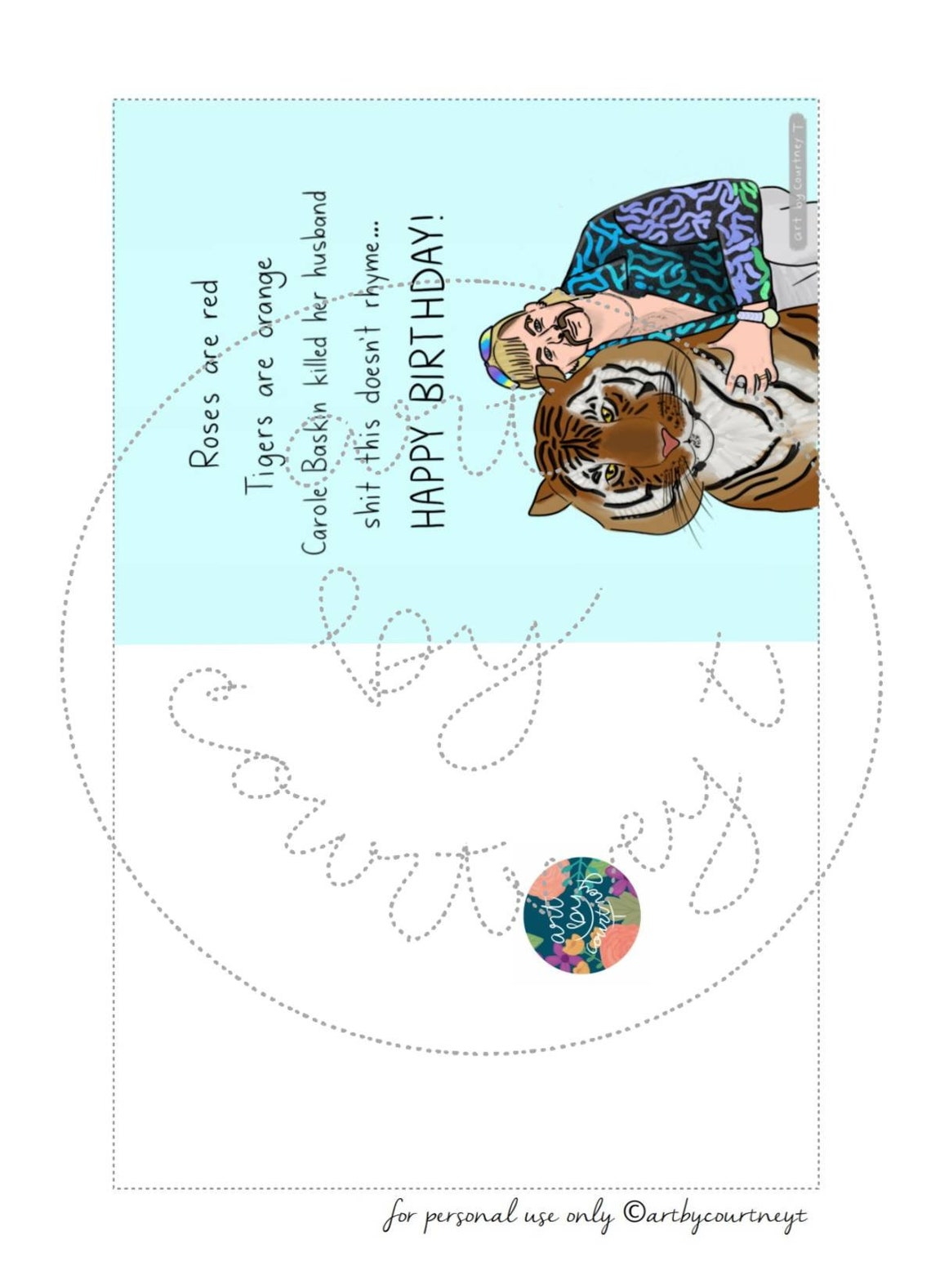 Digital Download Tiger King Birthday Card Tiger King - Etsy