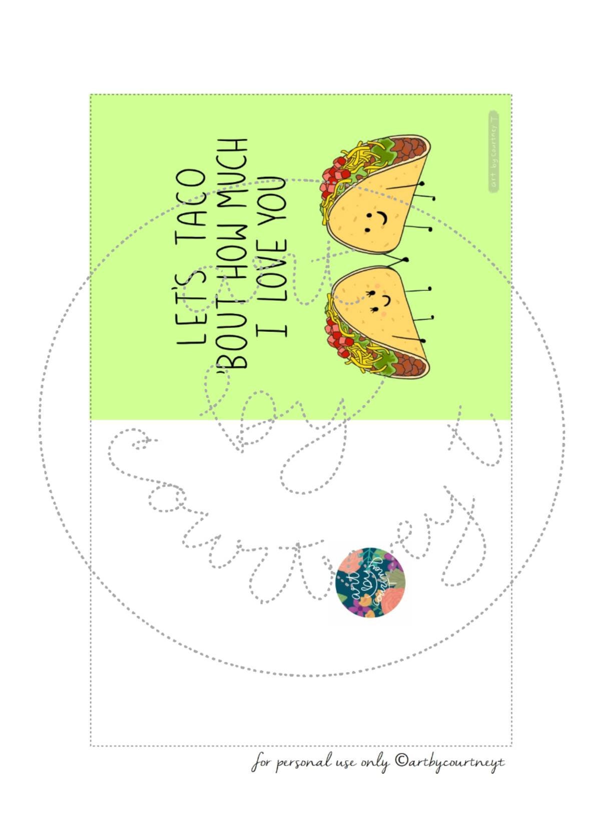 Digital Download ** | Funny Taco Anniversary Card | Pdf Taco Card ...