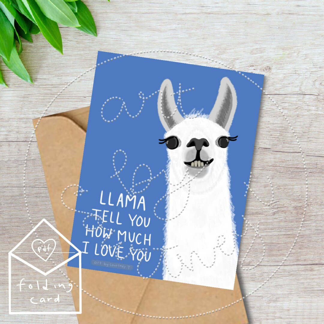 Digital Download ** | Llama Anniversary Card | Pdf Llama Card ...