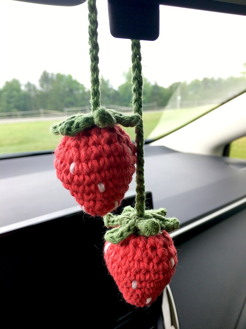 Crochet Strawberry | Car Charm - Etsy
