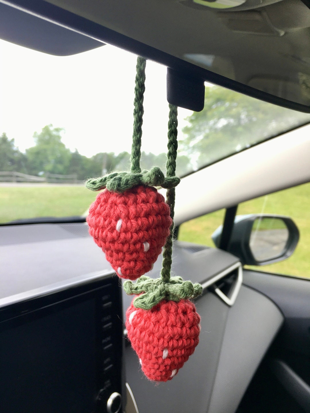 Crochet Strawberry Car Charm - Etsy