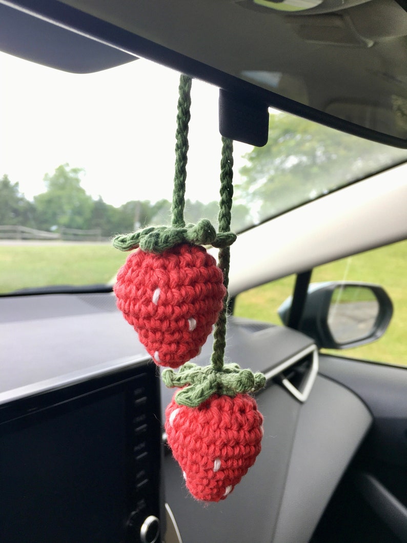 Crochet Strawberry | Car Charm - Etsy