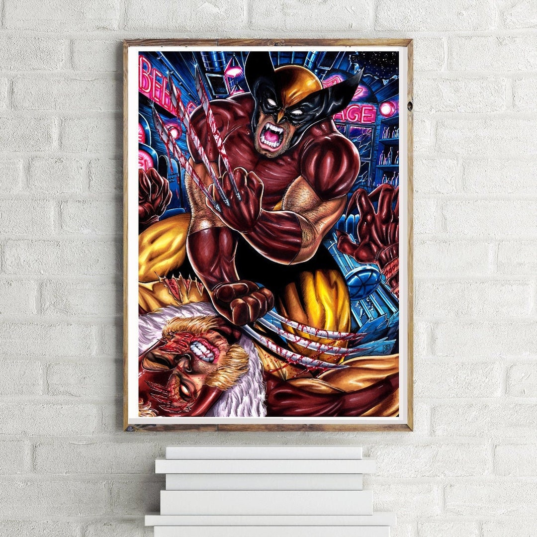 Wolverine Vs Sabertooth A4 / A3 Poster - Art of Sam Rogers - X-men ...