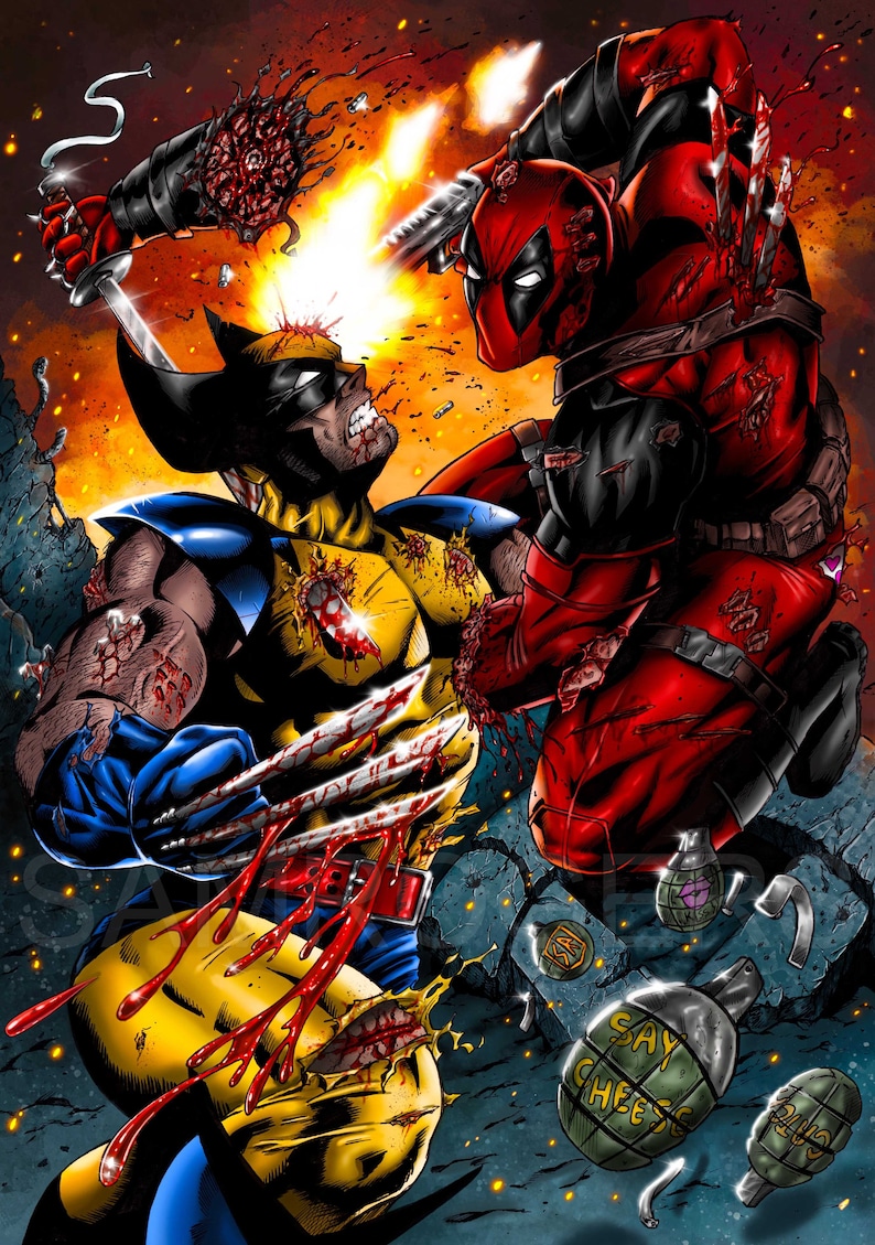 Deadpool Vs Wolverine Print – Hand-drawn Comicbook Art - Etsy
