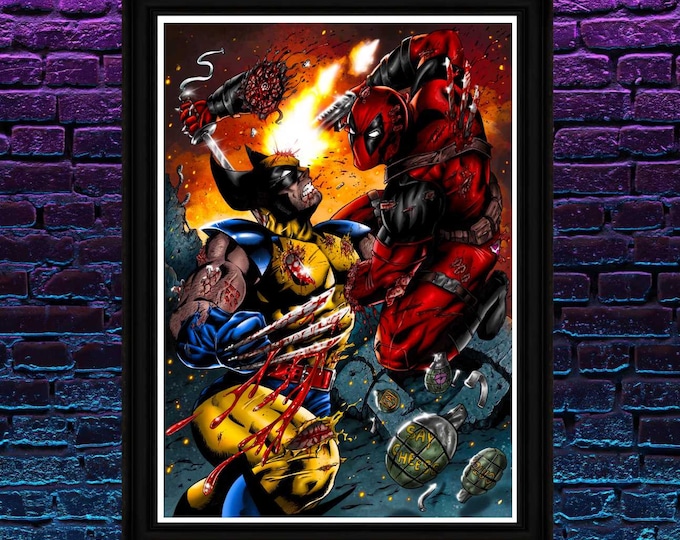 Deadpool Versus Wolverine A4 / A3 Poster Art by Sam Rogers X-men ...