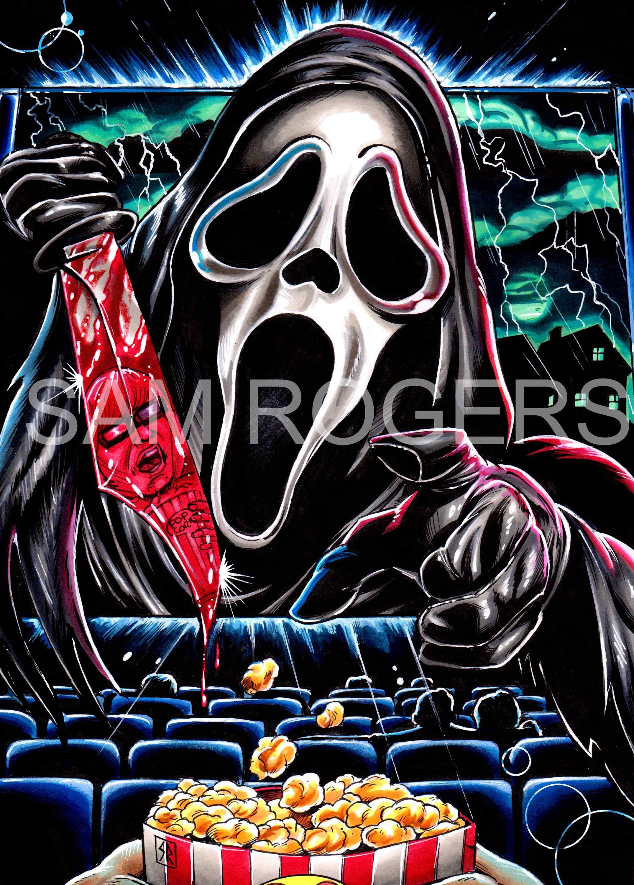 Scream Ghostface Poster Limited Edition Hand Drawn Print by Sam Rogers ...