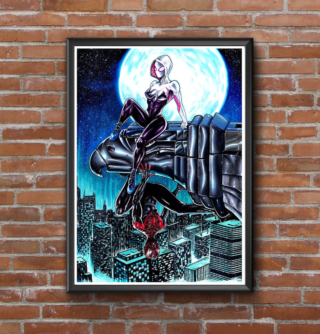 Miles & Gwen A3 Poster - Art by Sam Rogers - Spiderverse Spider-man and ...
