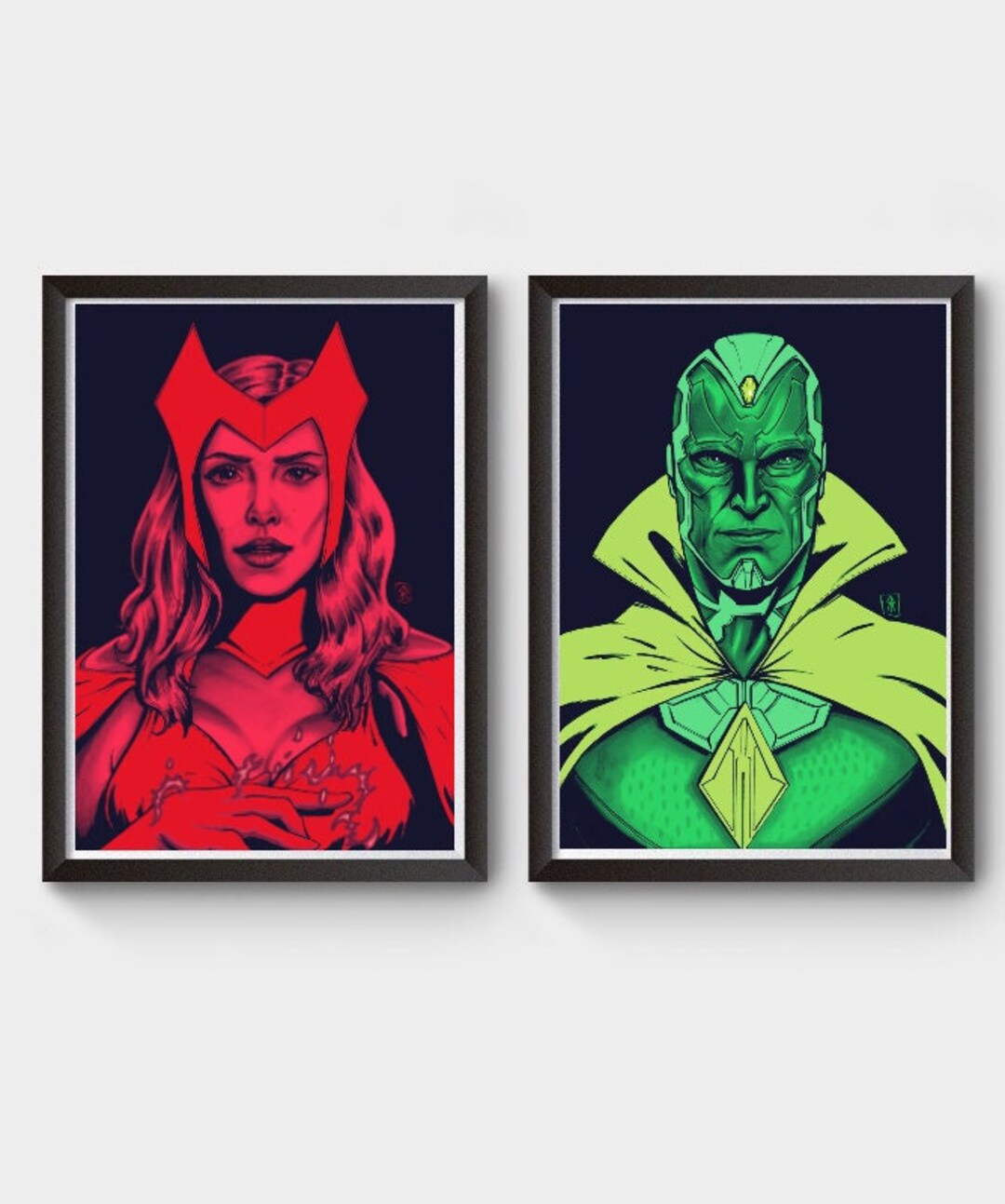 Wandavision Scarlet Witch & Vision Posters A4 - Limited Edition Hand ...