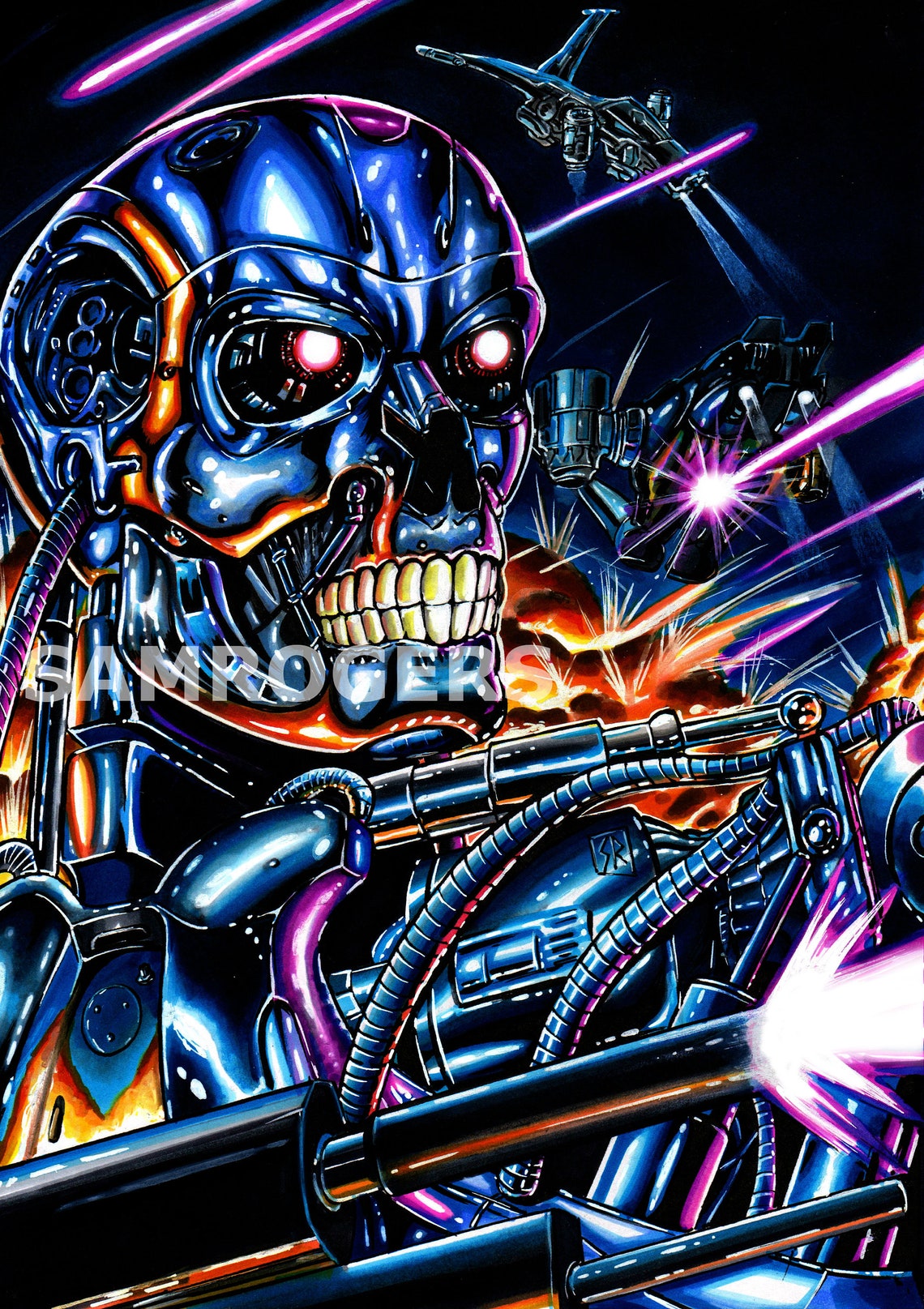 Terminator T800 Sci-fi A4 Poster Limited Edition Handdrawn - Etsy